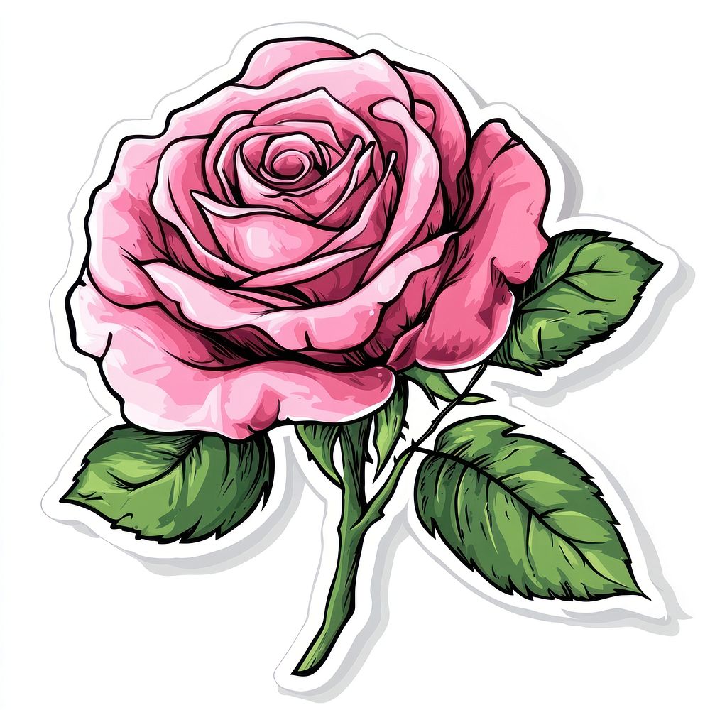 Pink rose sticker vector illustration | Free Photo Illustration - rawpixel