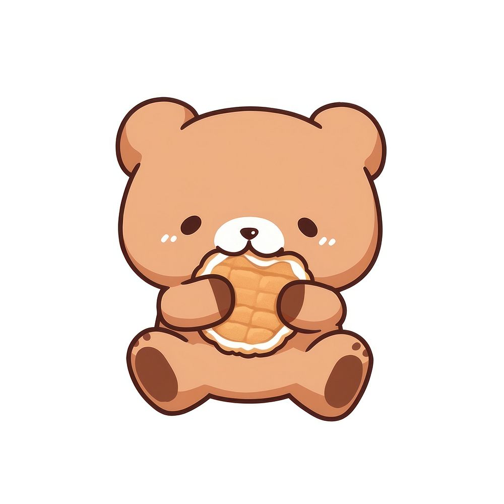 Cute bear eating cookie illustration | Free Photo Illustration - rawpixel