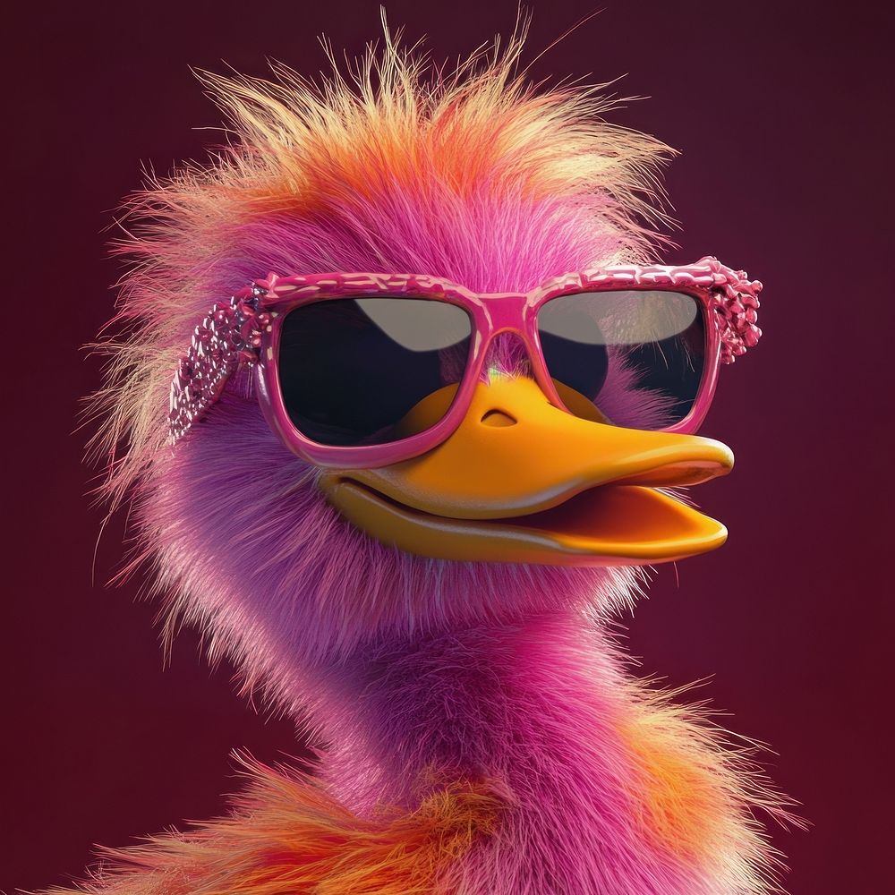 Furry duck sunglasses animal quirky. | Free Photo Illustration - rawpixel
