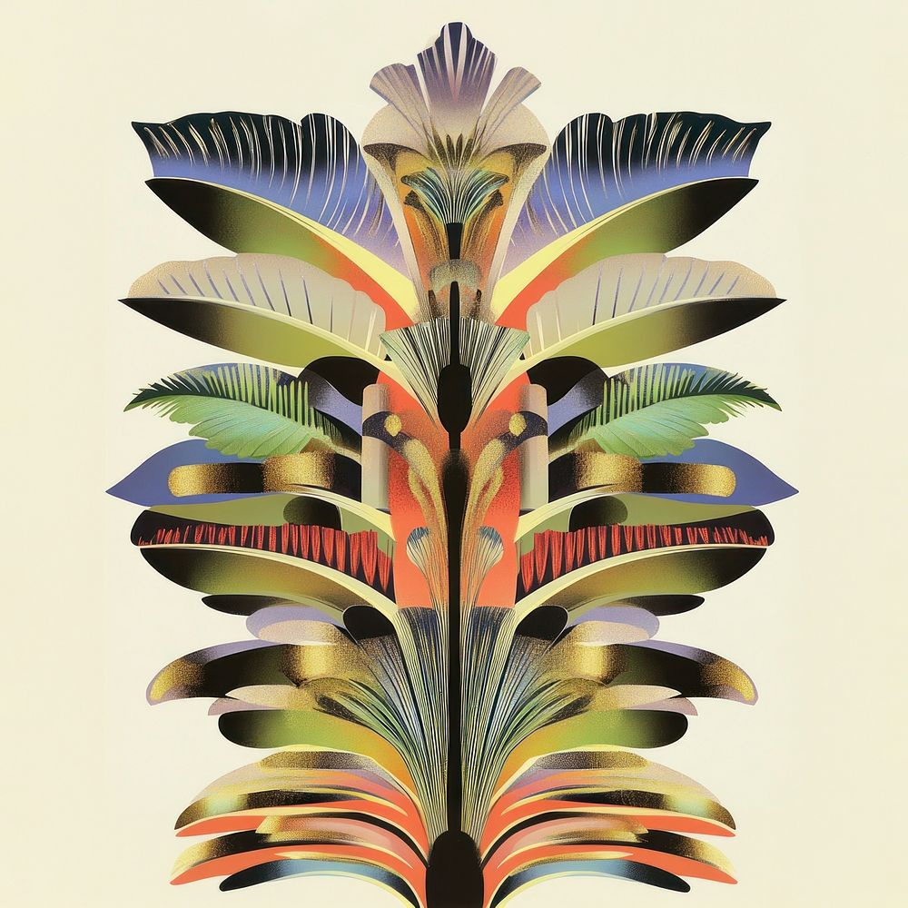 symmetrical coconut tree pattern art | Free Photo Illustration - rawpixel