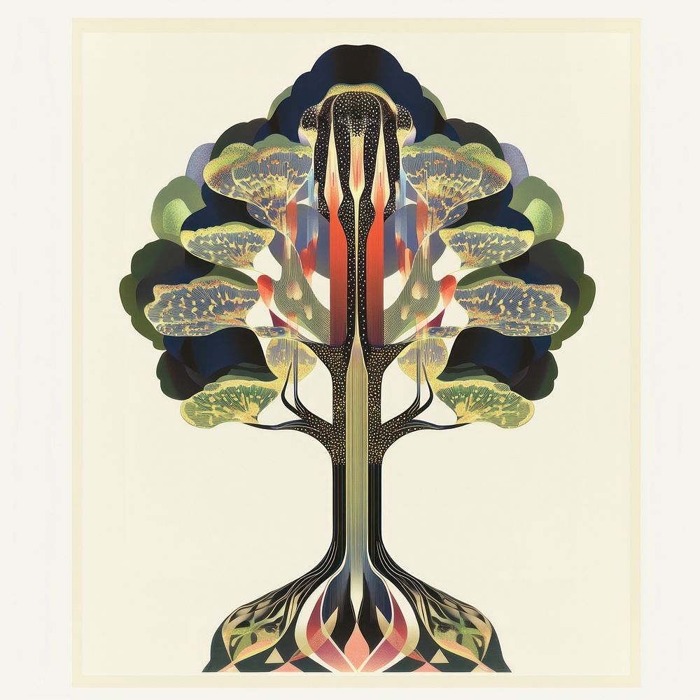 Symmetrical tree illustration art chandelier. | Free Photo Illustration ...