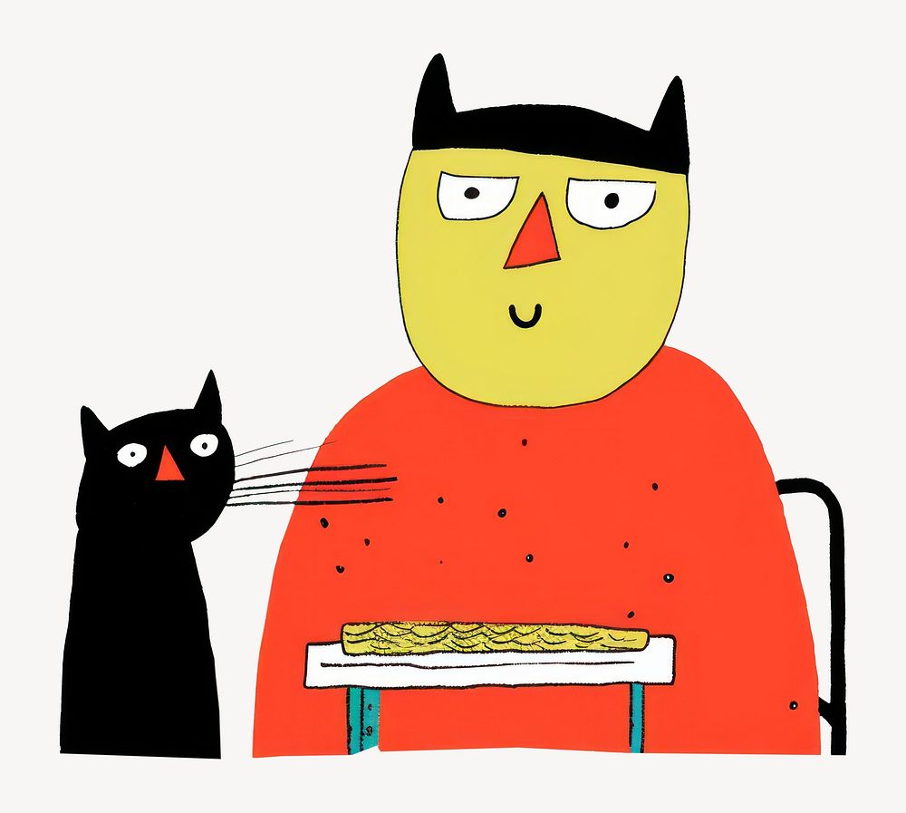 Person feeding cat whimsical cartoon | Free Vector - rawpixel