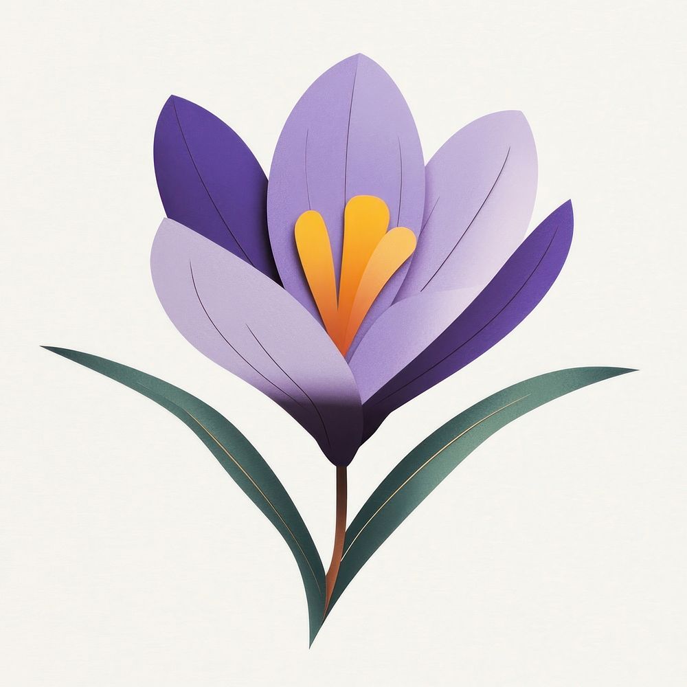 Crocus flower illustration paper craft. | Free Photo - rawpixel