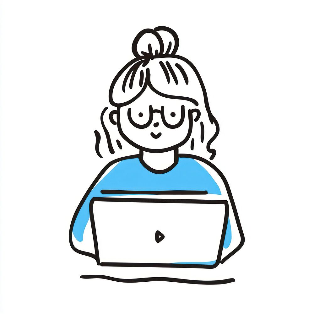 Woman using laptop drawing simple | Free Photo Illustration - rawpixel