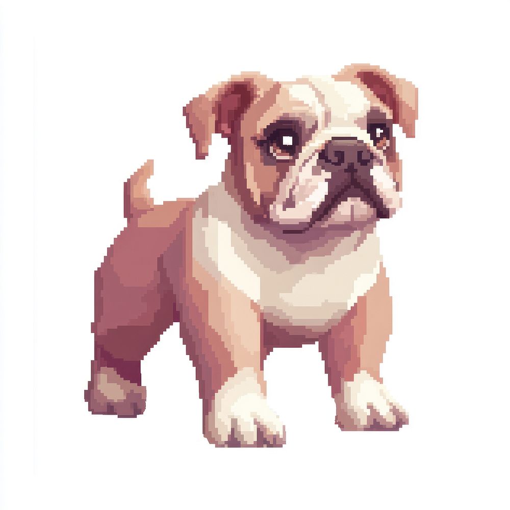 Bulldog illustration pixelated animal. | Free Photo Illustration - rawpixel