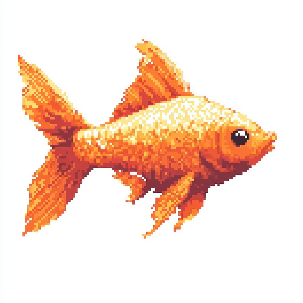 Fish illustration pixelated goldfish. | Free Photo Illustration - rawpixel