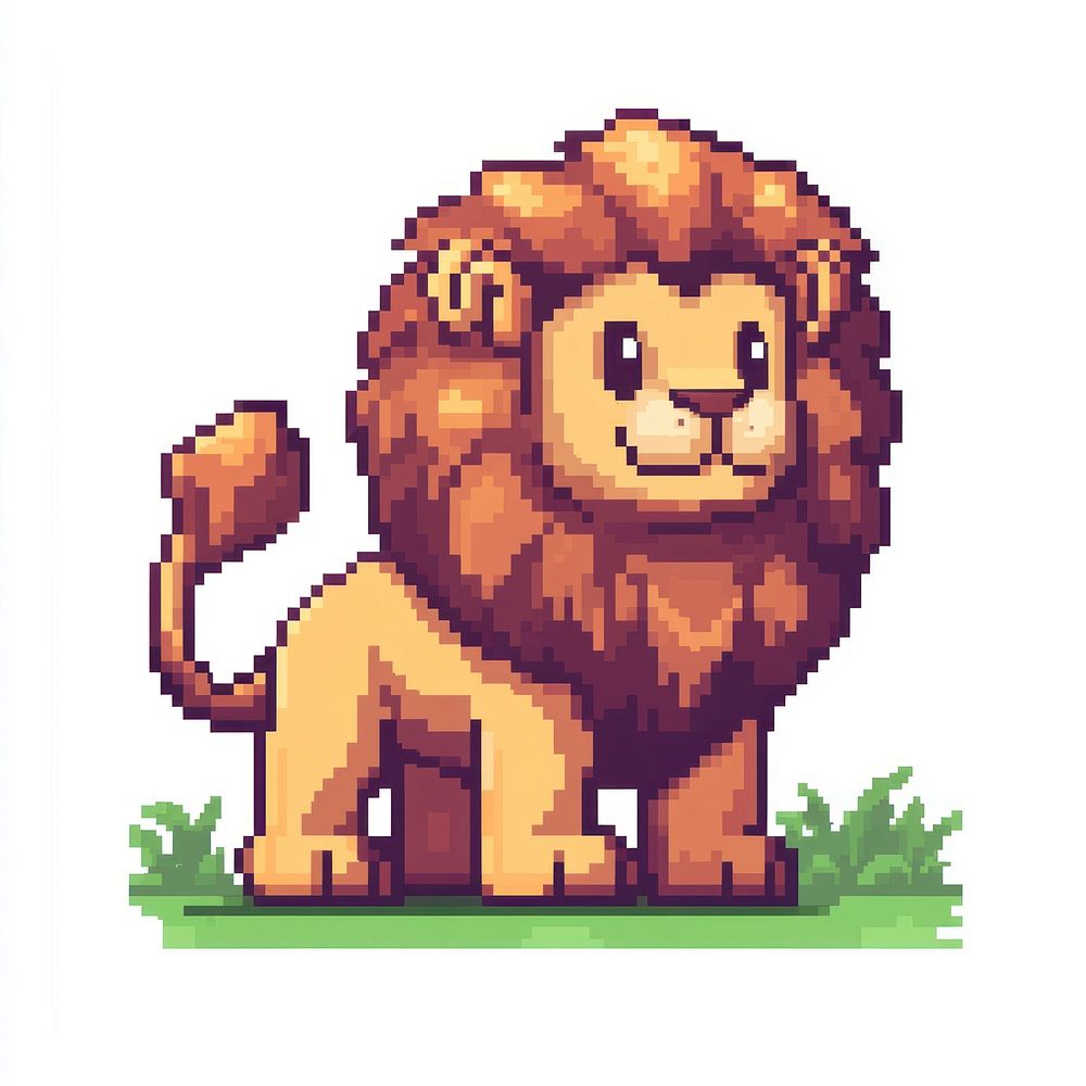 Lion illustration character pixel. | Free Photo Illustration - rawpixel