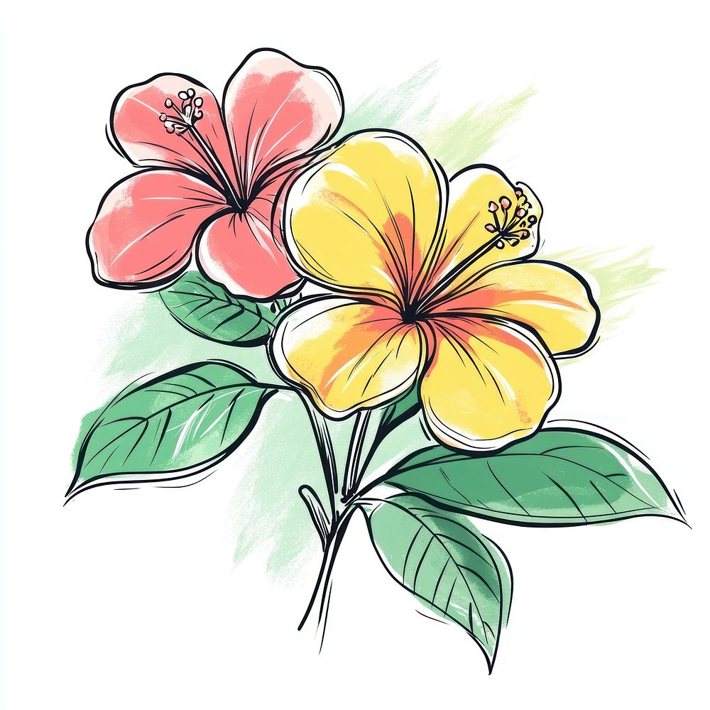 Hibicus flowers illustration hibiscus drawing. | Free Photo ...