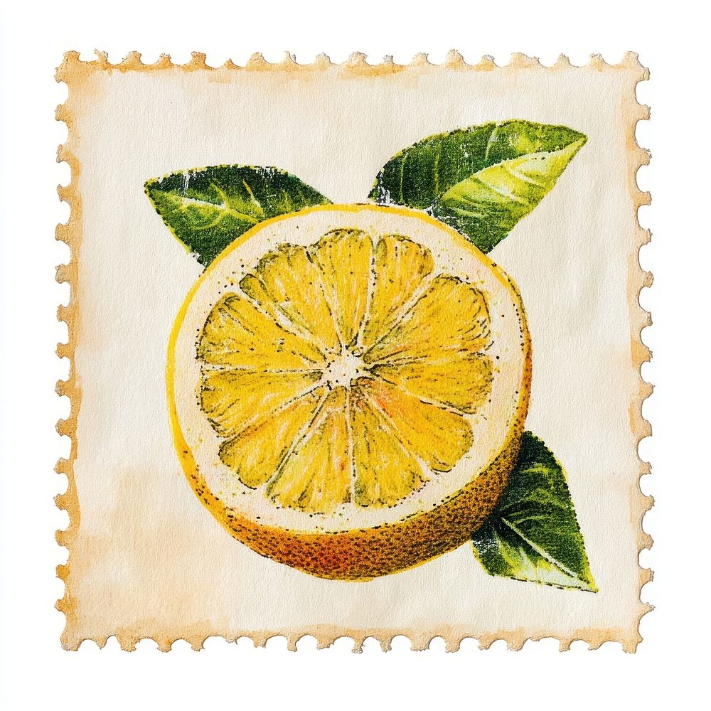 Lemon postage stamp vintage fruit | Free Photo Illustration - rawpixel
