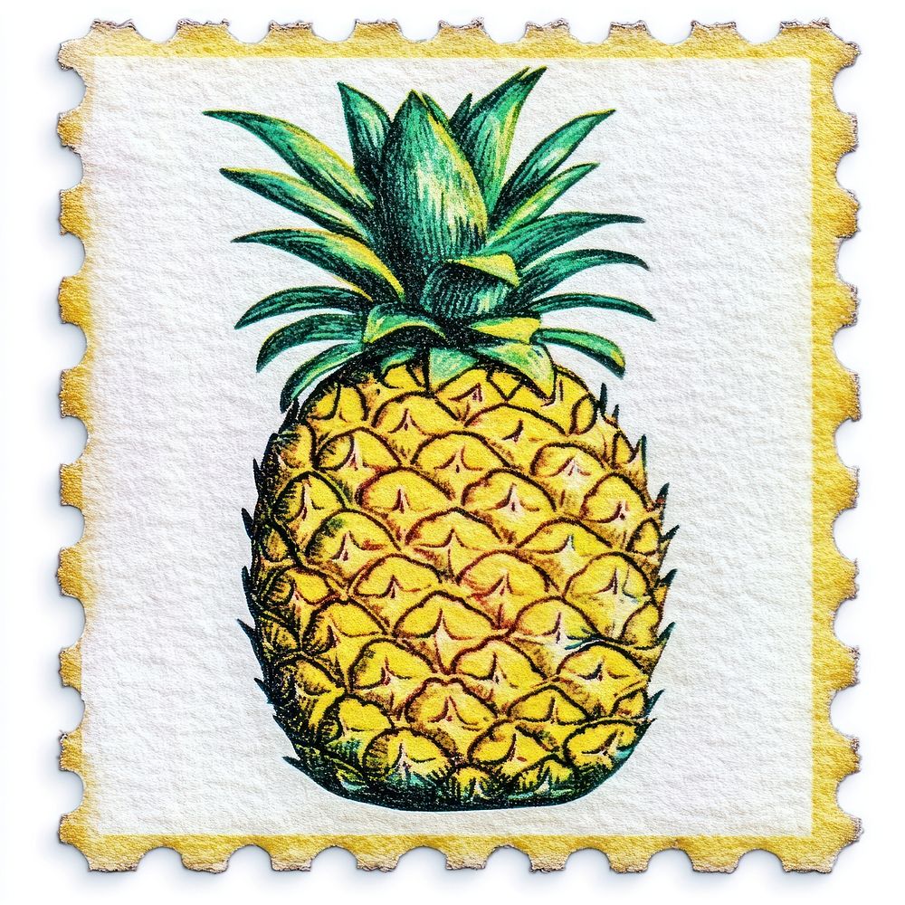 Pineapple postage stamp vintage fruit | Free Photo Illustration - rawpixel