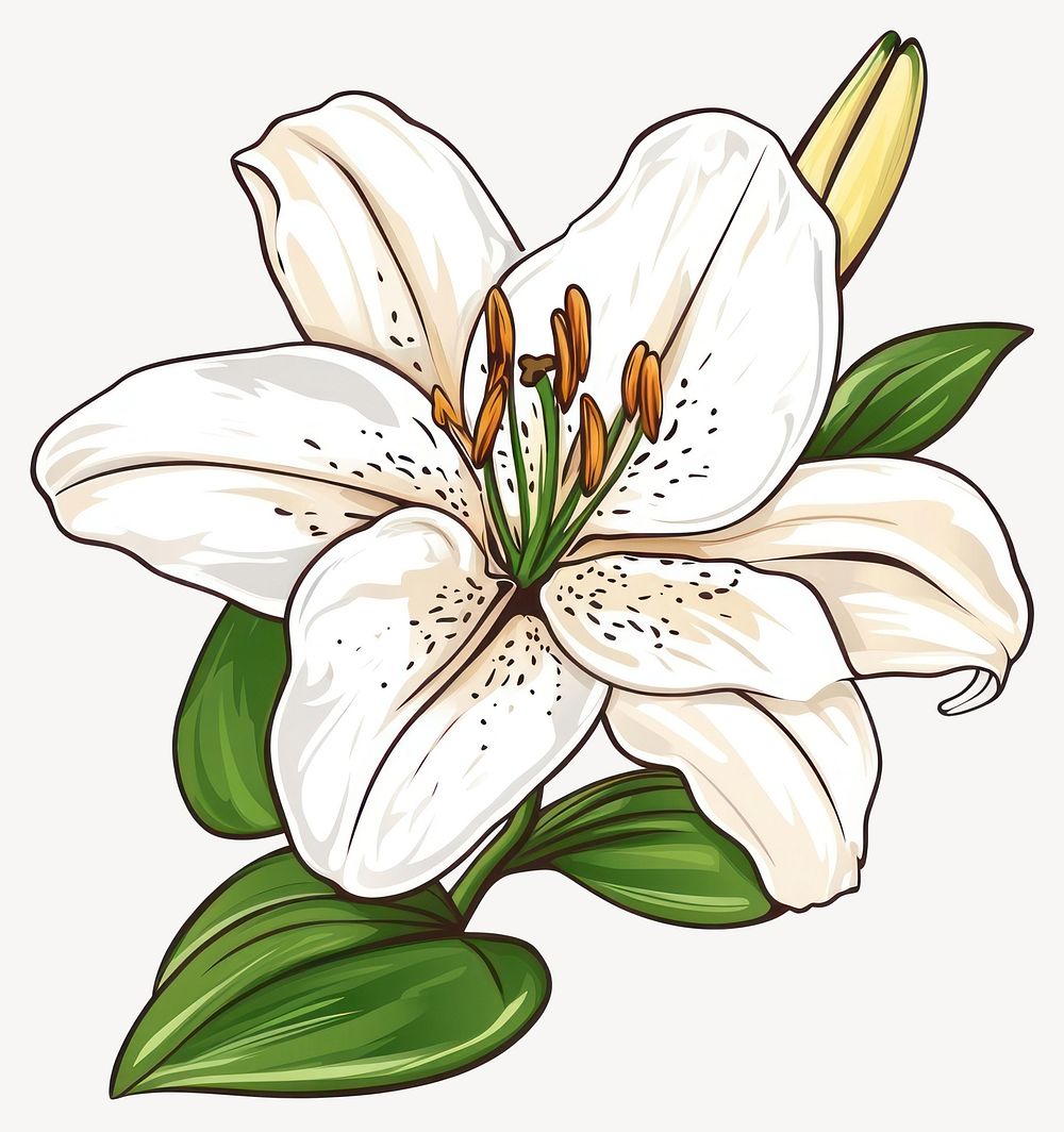 White lily sticker vector illustration | Free Vector - rawpixel
