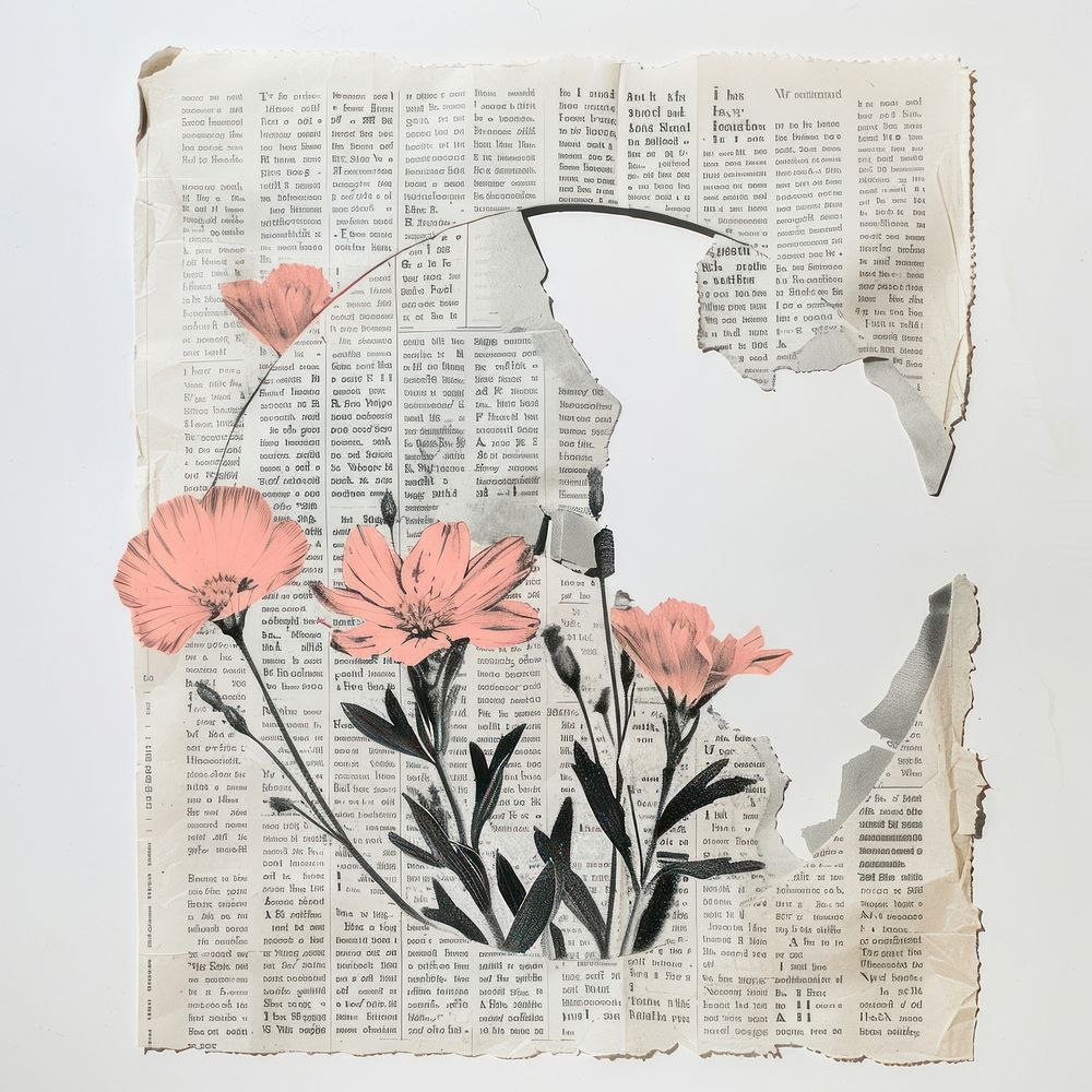 Flowers illustration newspaper collage. | Free Photo - rawpixel