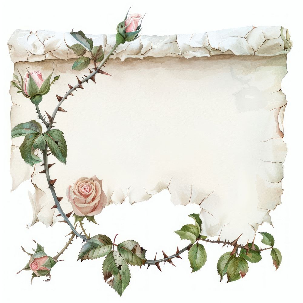 Torn paper rose thorn vine | Free Photo Illustration - rawpixel