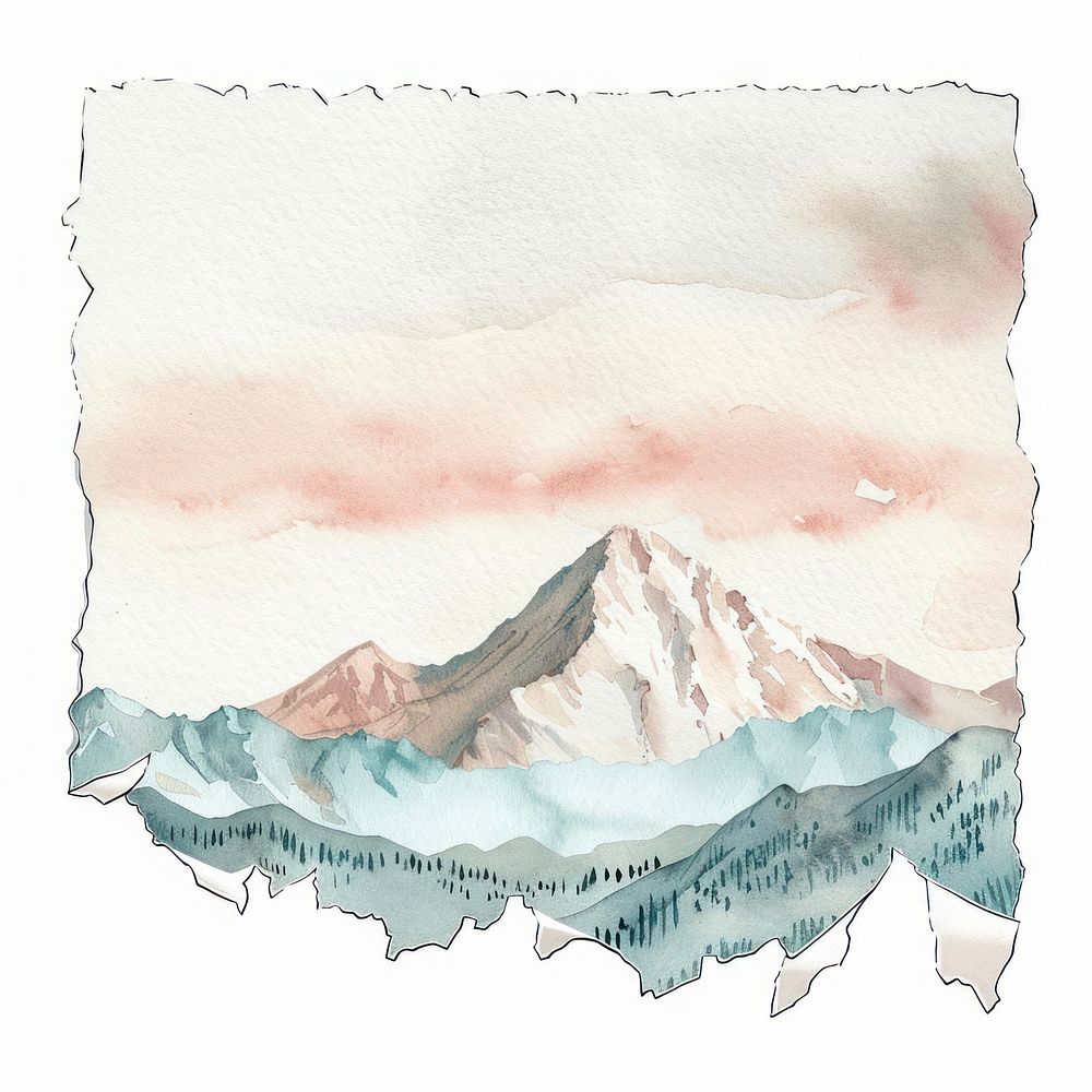 Torn paper mountain illustration watercolor | Free Photo Illustration ...