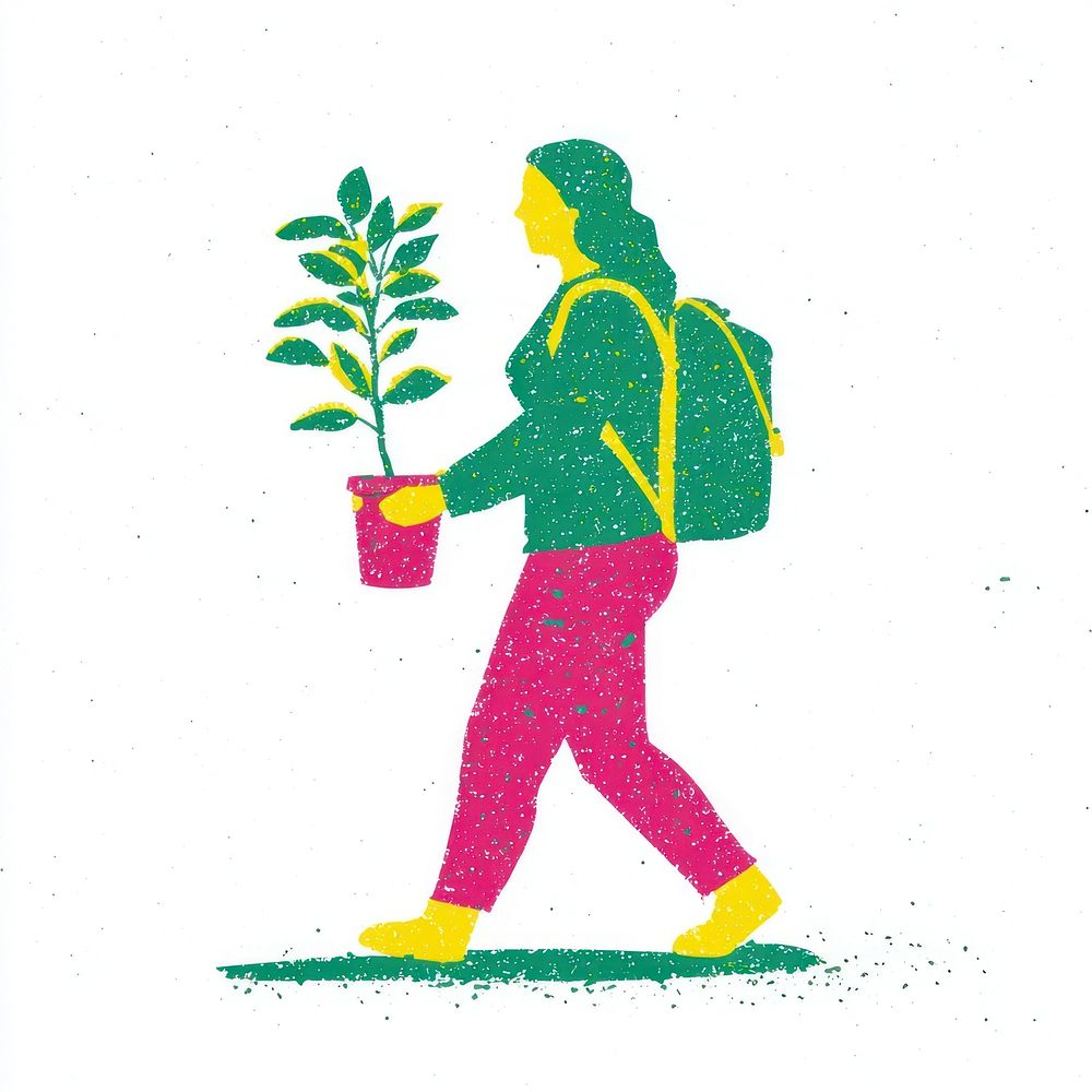 Side woman planting tree backpack | Free Photo Illustration - rawpixel