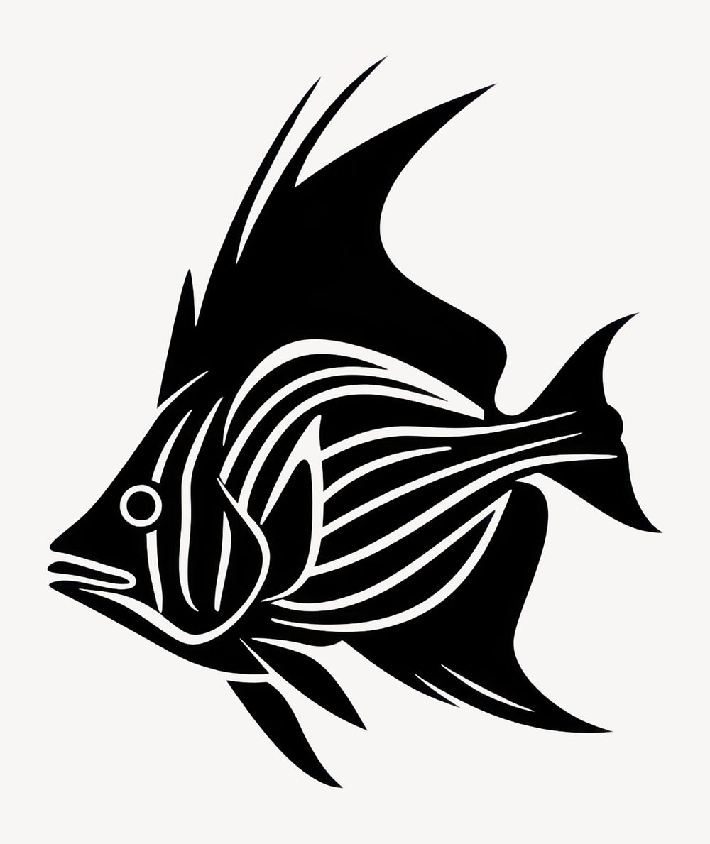 Triggerfish silhouette illustration black logo | Free Vector - rawpixel