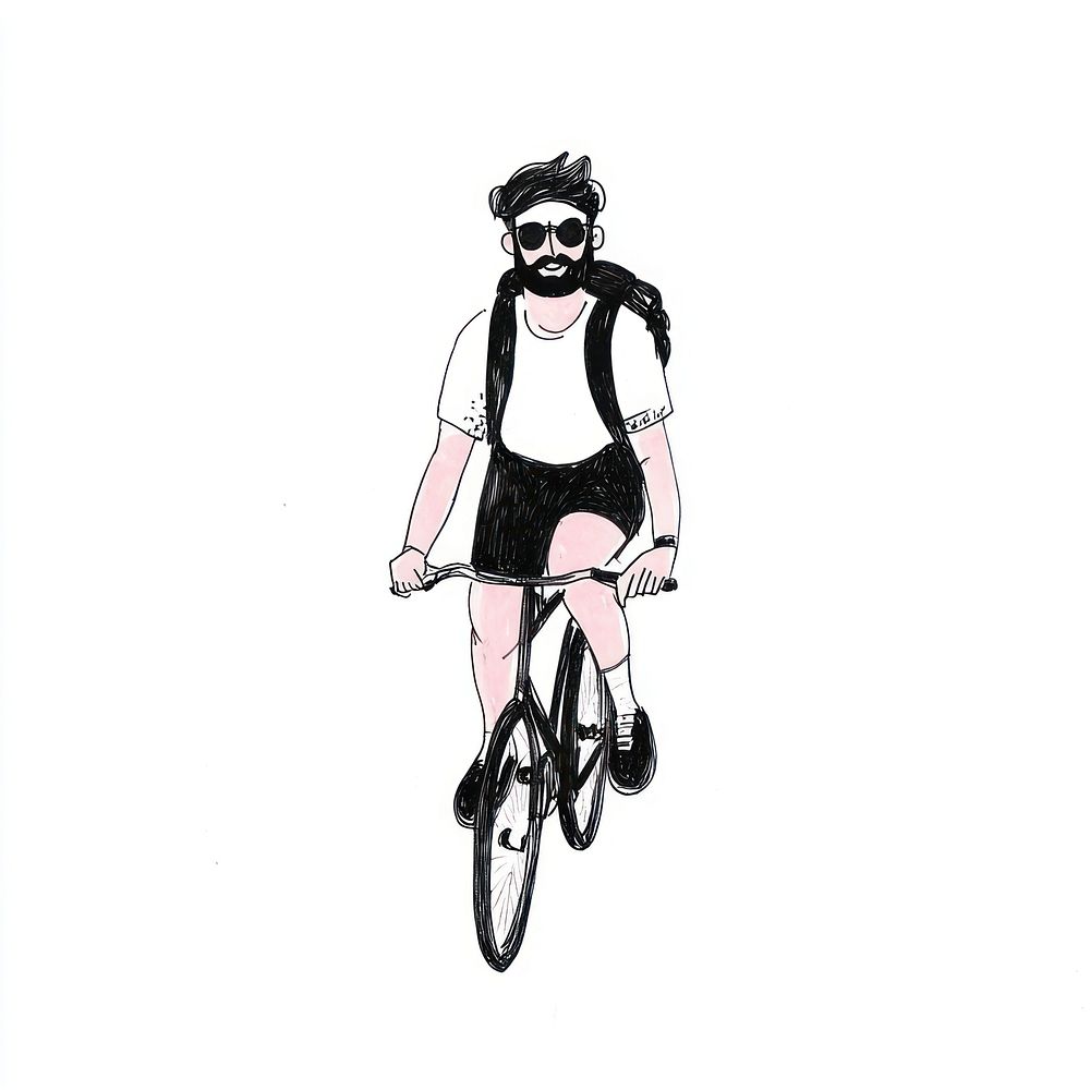 cheerful man ride bike illustration | Free Photo Illustration - rawpixel
