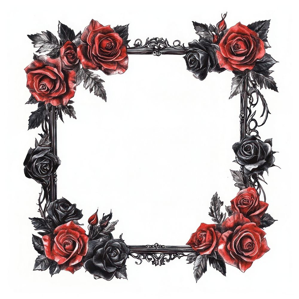 Gothic Square frame roses vintage | Free Photo Illustration - rawpixel