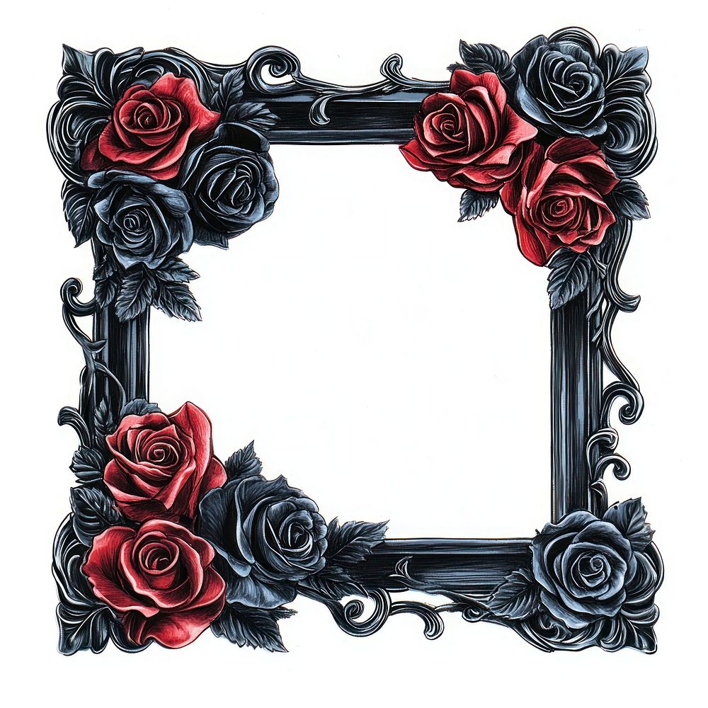 Gothic Square frame roses vintage | Free Photo Illustration - rawpixel