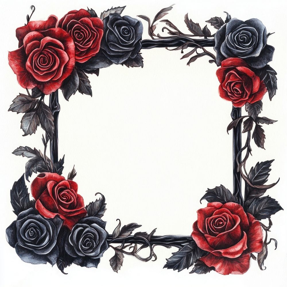 Gothic Square frame rose illustration | Free Photo Illustration - rawpixel