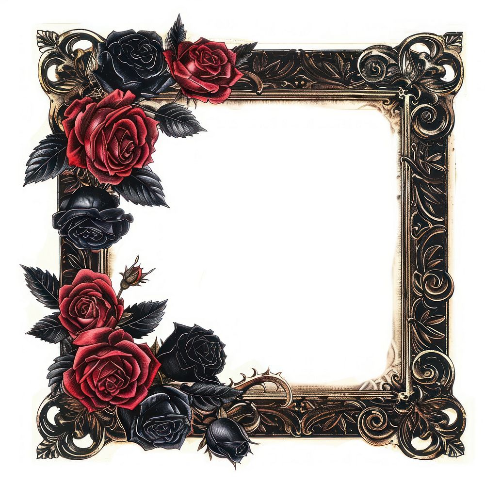 Gothic Square frame roses vintage | Free Photo Illustration - rawpixel
