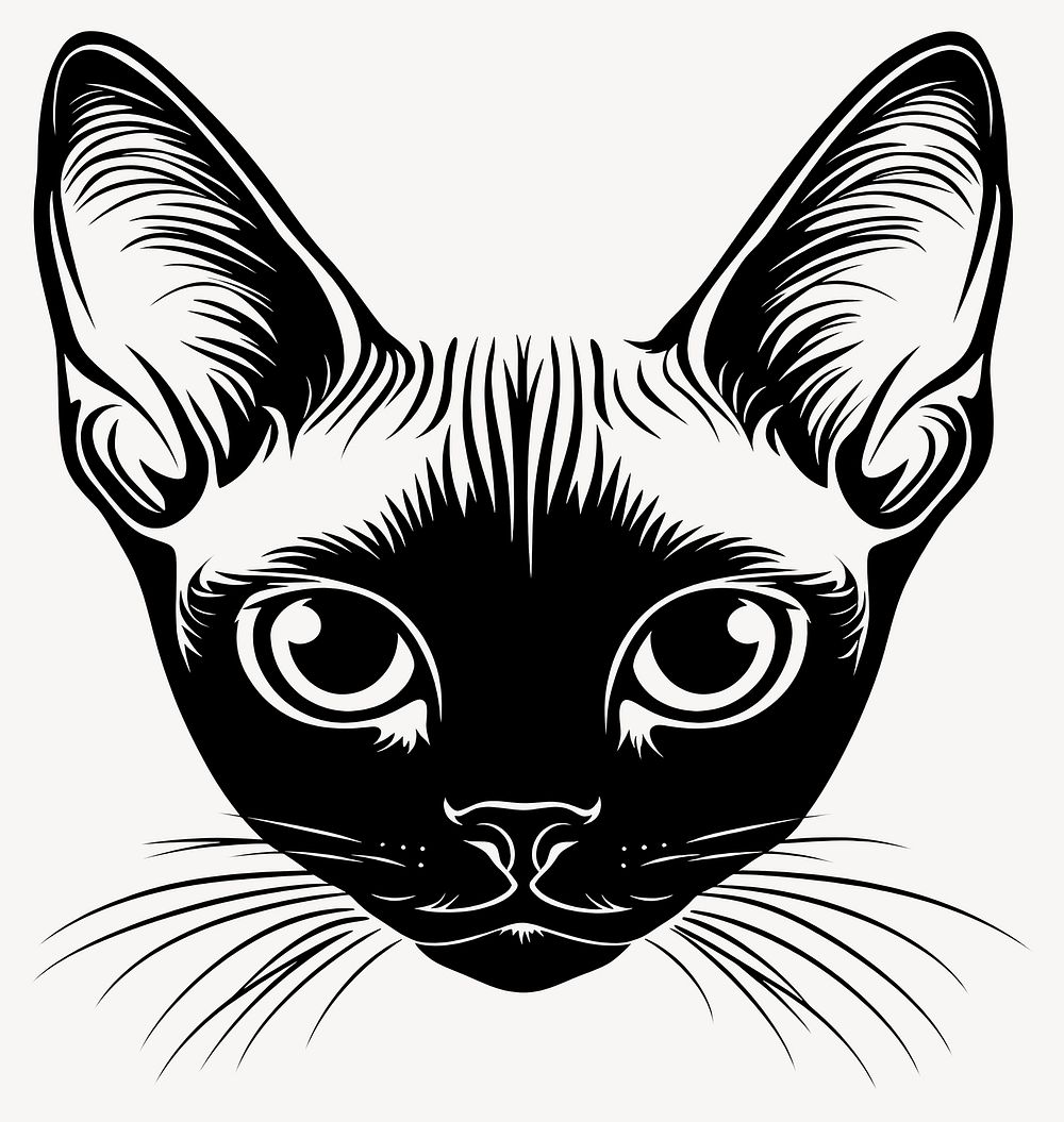 Chubby Cornish Rex cat head | Free Vector Illustration - rawpixel