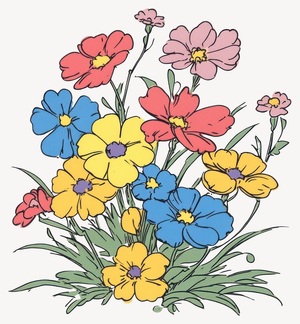 Flower bouget flowers illustration art | Free Vector - rawpixel
