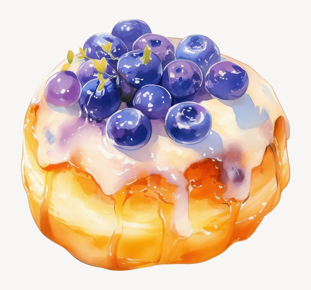 Donut filling illustration watercolor blueberry | Free Vector - rawpixel