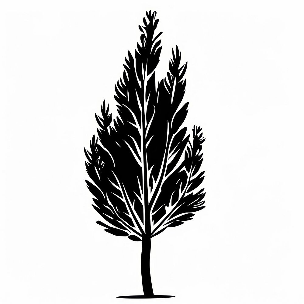 Cypress tree silhouette art botanical. | Free Photo Illustration - rawpixel