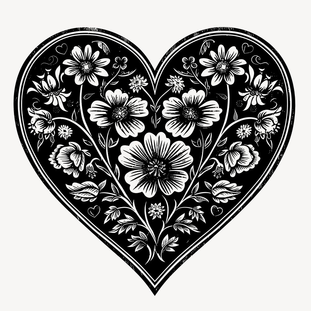 Heart and Flowers heart illustration | Free Vector - rawpixel