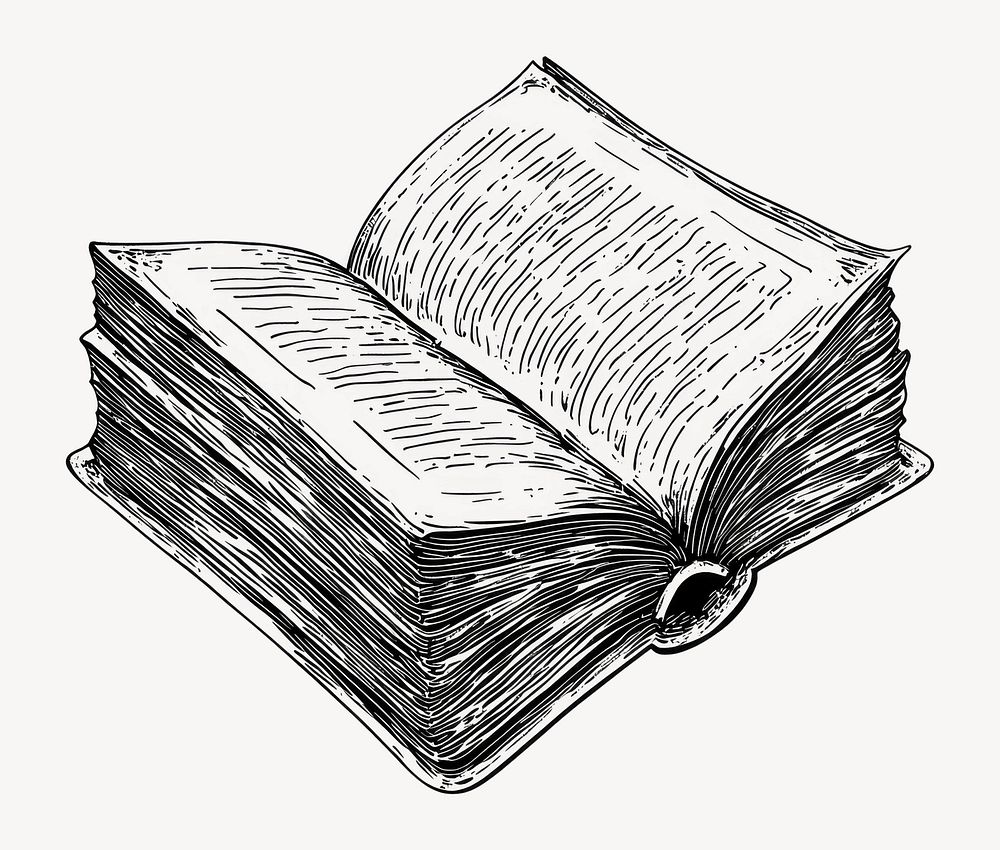 Opened book art drawing sketch | Free Vector Illustration - rawpixel