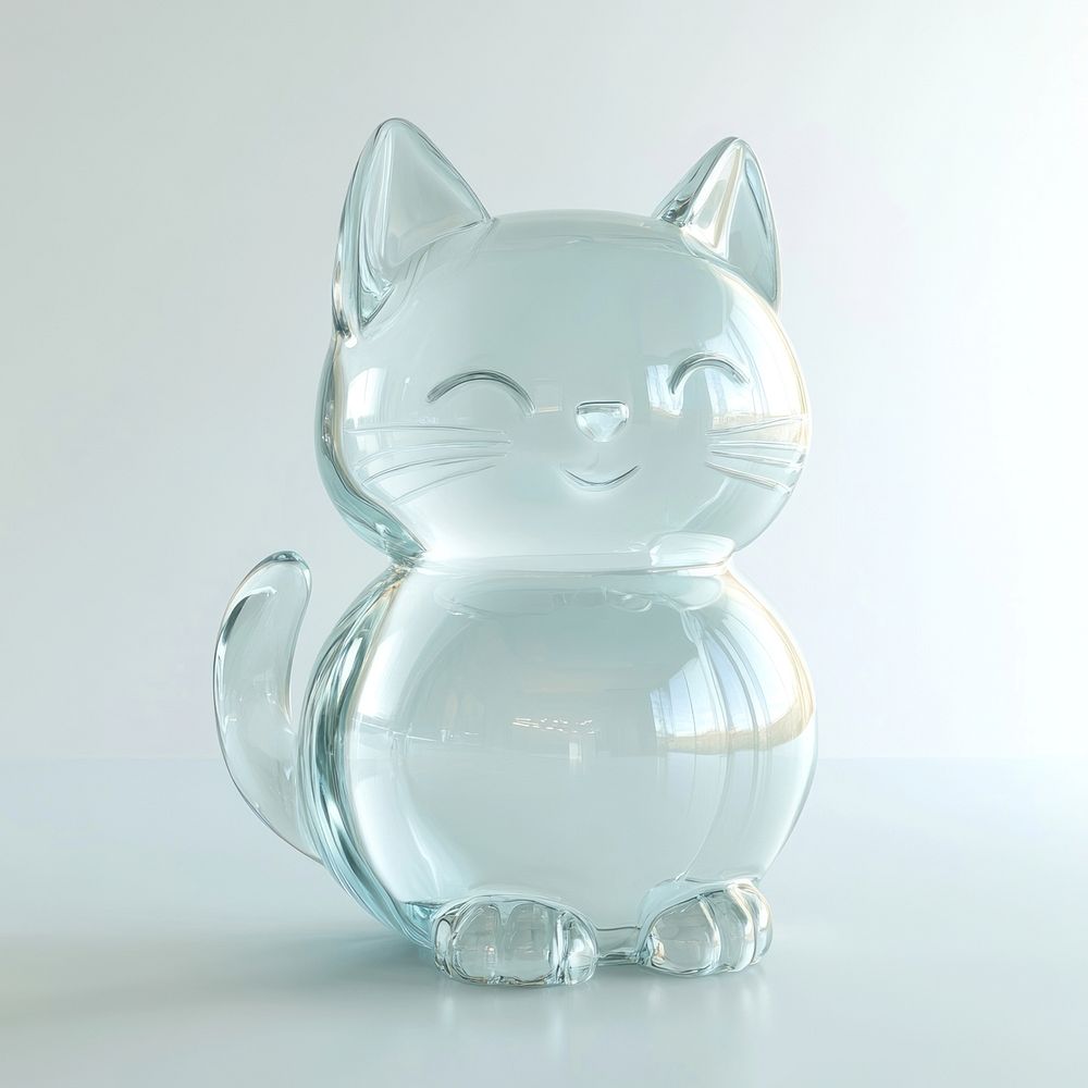 Cat transparent figurine glass. | Free Photo Illustration - rawpixel