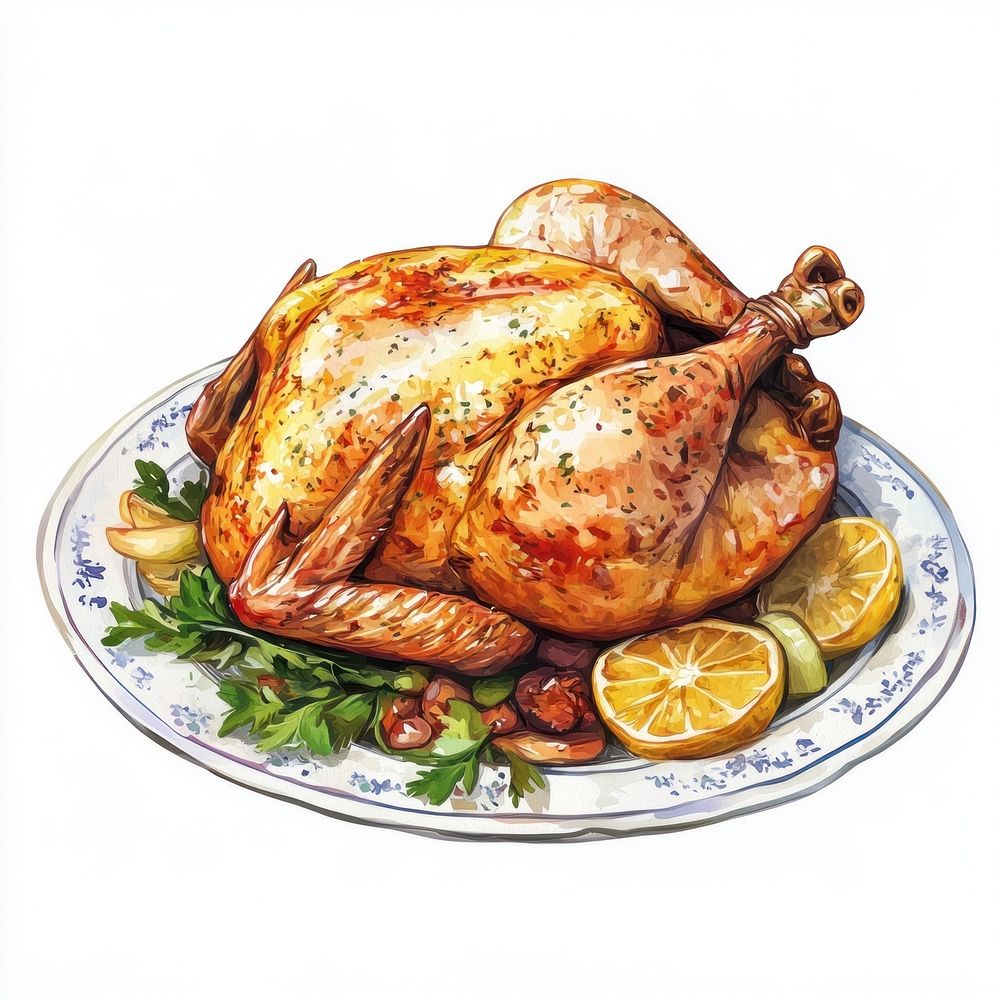 Whole roasted chicken background white | Free Photo Illustration - rawpixel