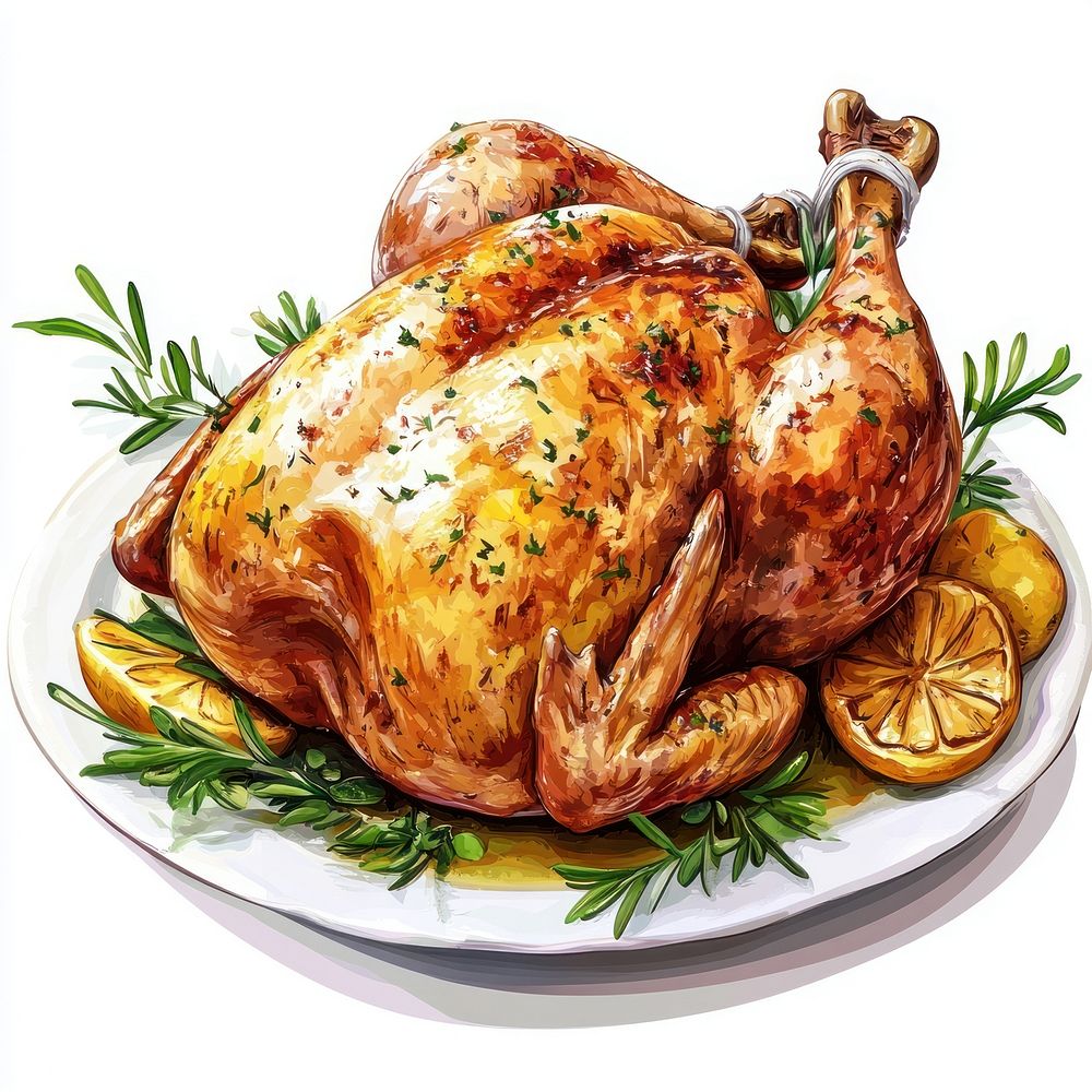 Whole roasted chicken background white | Free Photo Illustration - rawpixel