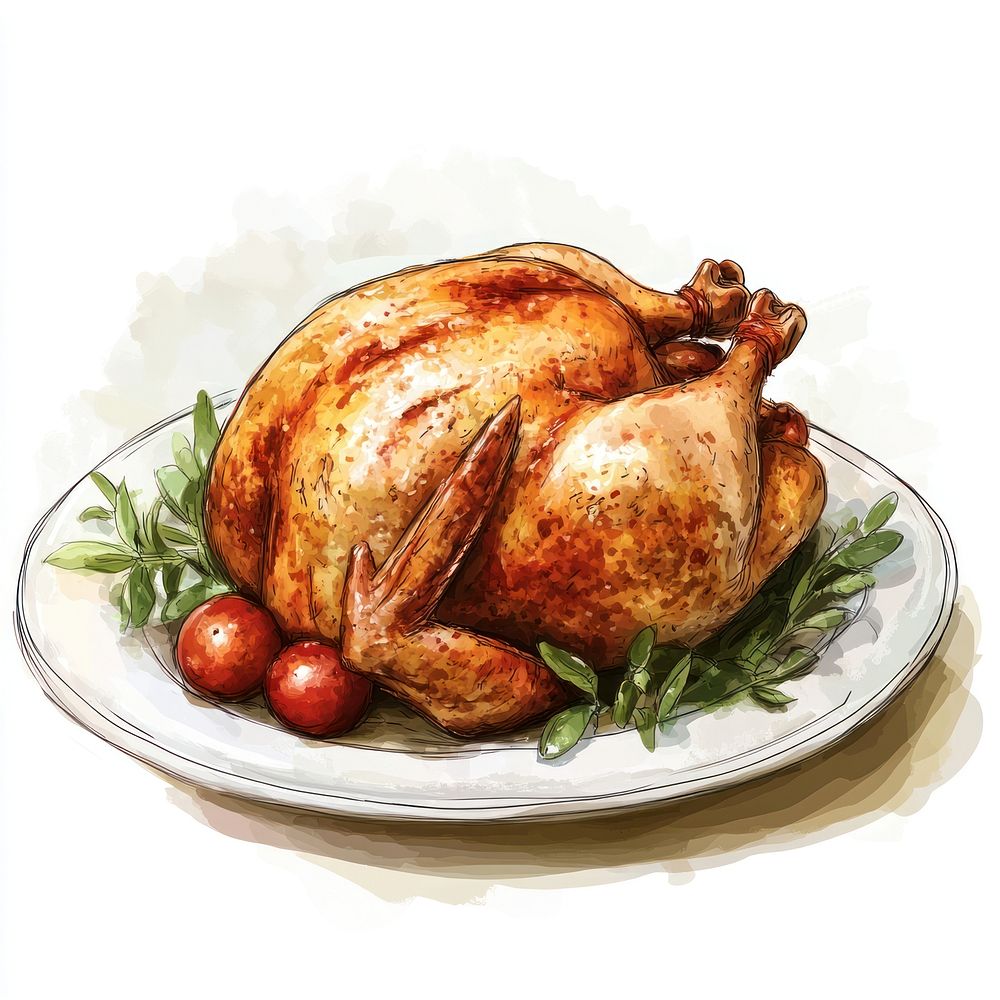 Whole roasted chicken background white | Free Photo Illustration - rawpixel