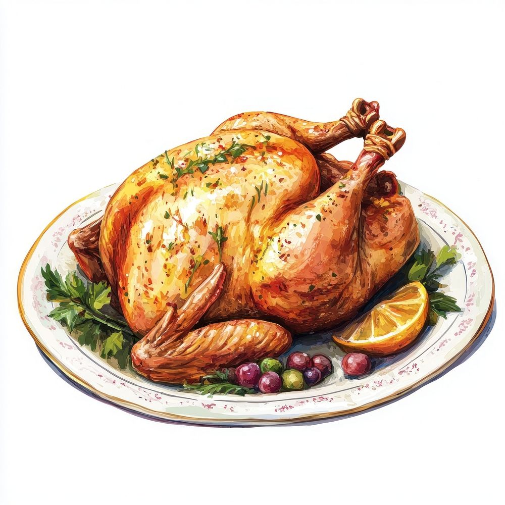 Whole roasted chicken background white | Free Photo Illustration - rawpixel