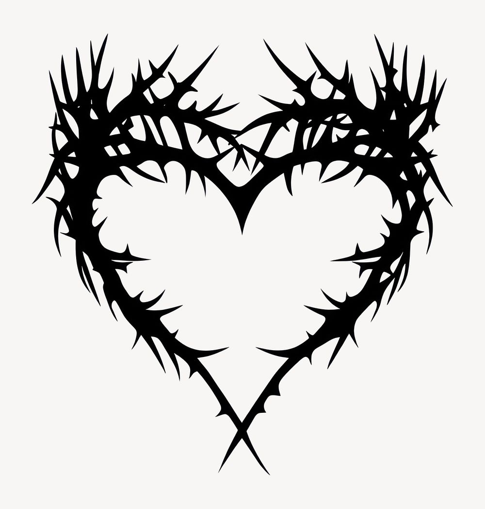 Crown Thorne heart shape silhouette | Free Vector - rawpixel