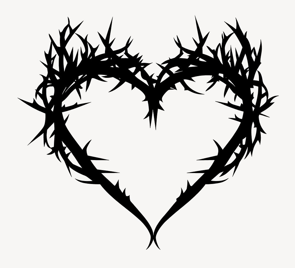 Crown Thorne heart shape silhouette | Free Vector - rawpixel