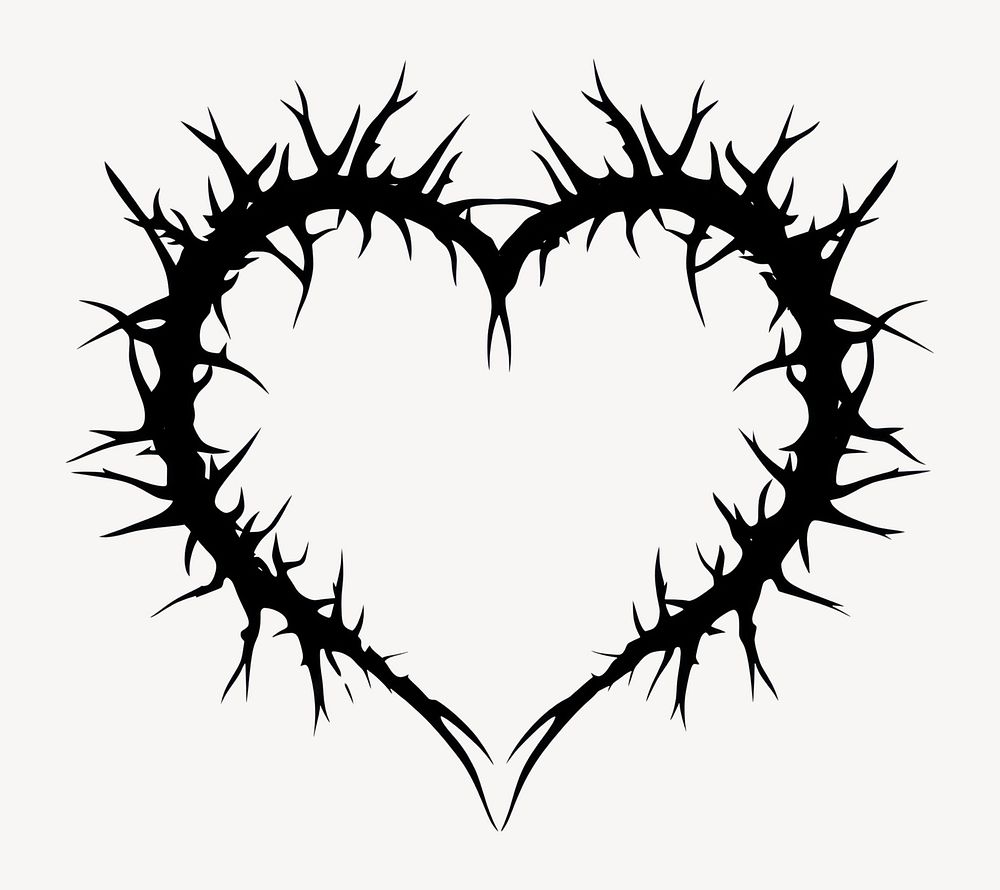 Crown Thorne heart shape silhouette | Premium Vector - rawpixel