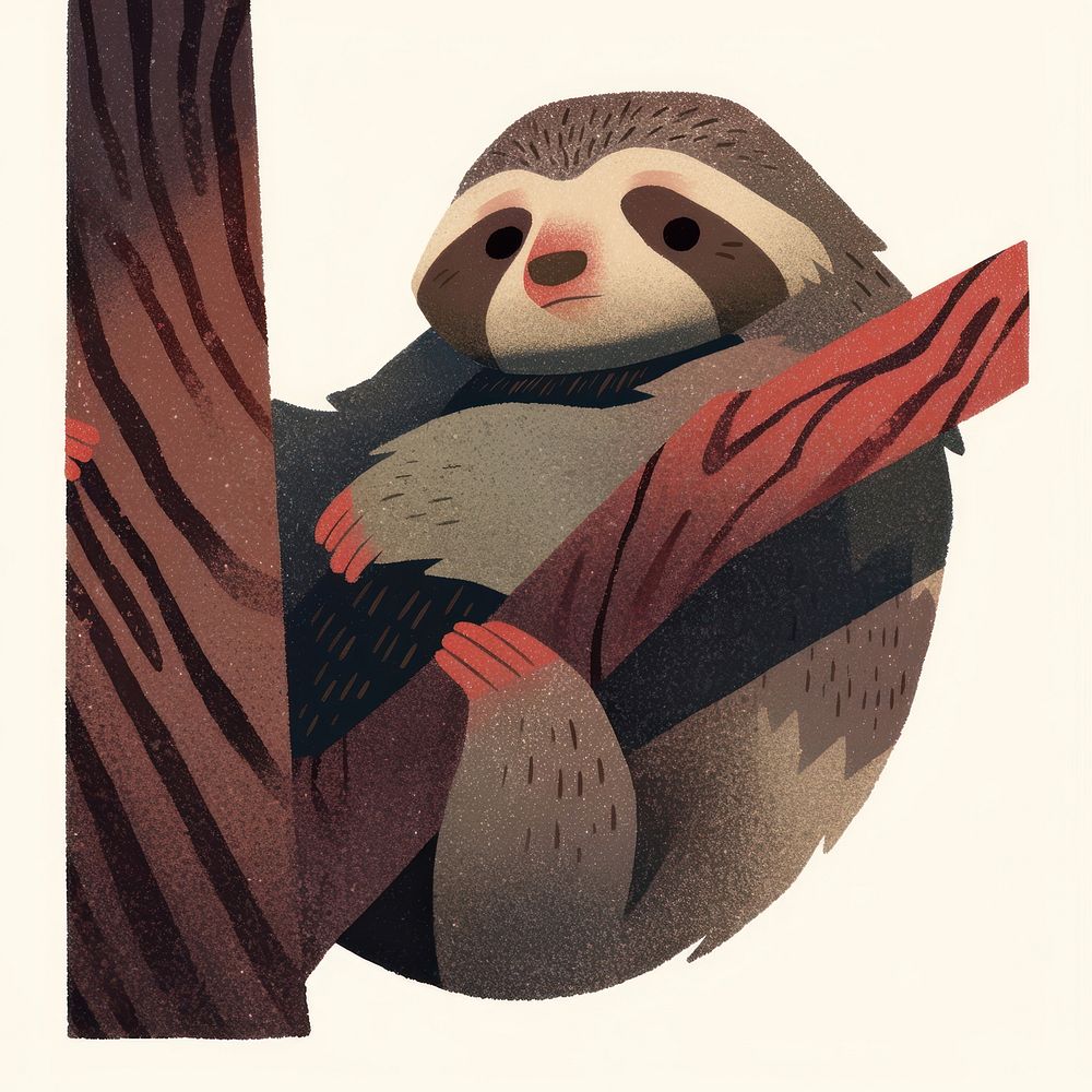 Sloth illustration animal art. | Free Photo Illustration - rawpixel