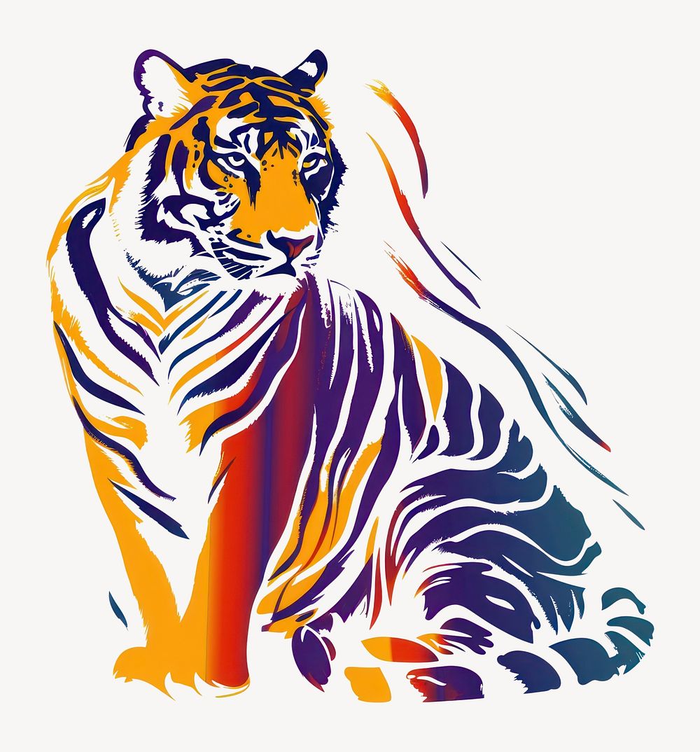 Tiger shape illustration wildlife colorful | Free Vector - rawpixel