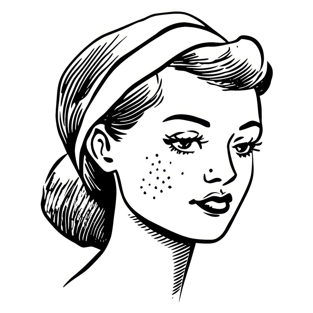 Woman acne illustrated drawing sketch. | Free Photo Illustration - rawpixel