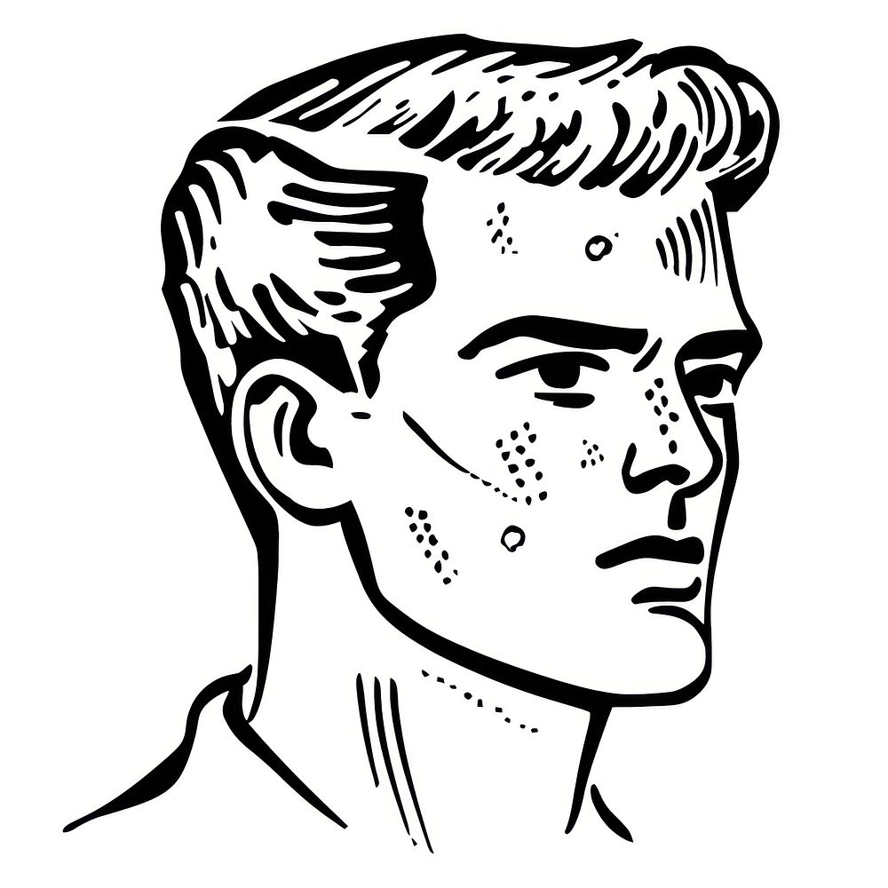 Man acne portrait drawing face. | Free Photo Illustration - rawpixel