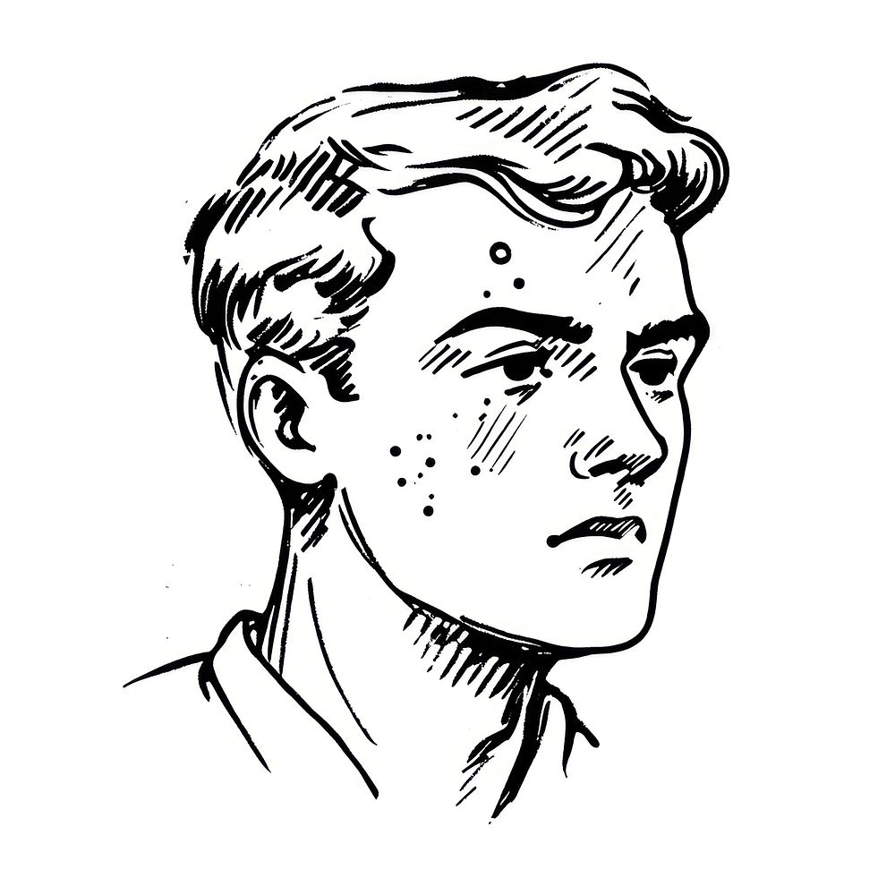 Man acne portrait drawing sketch. | Free Photo Illustration - rawpixel