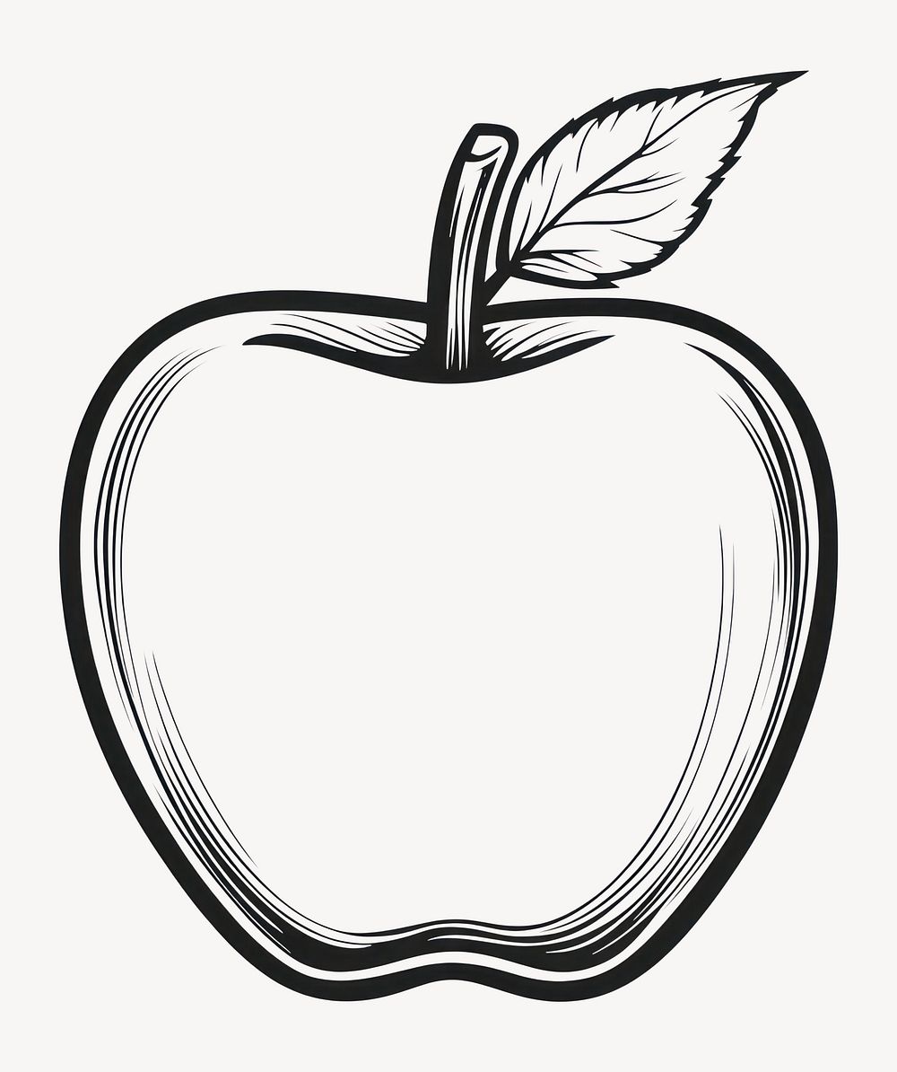 Simple apple linear art illustration | Free Vector - rawpixel
