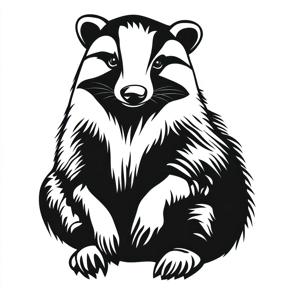 Simple badger full body linear | Free Photo Illustration - rawpixel
