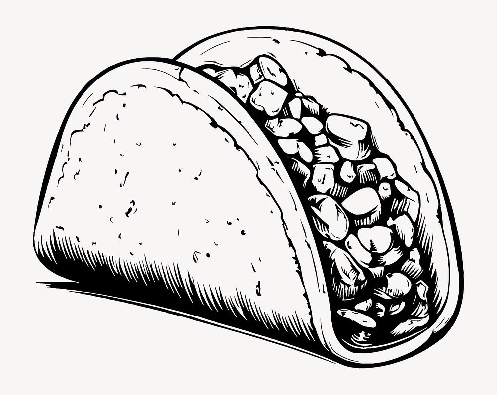 Simple taco linear art illustration | Free Vector - rawpixel
