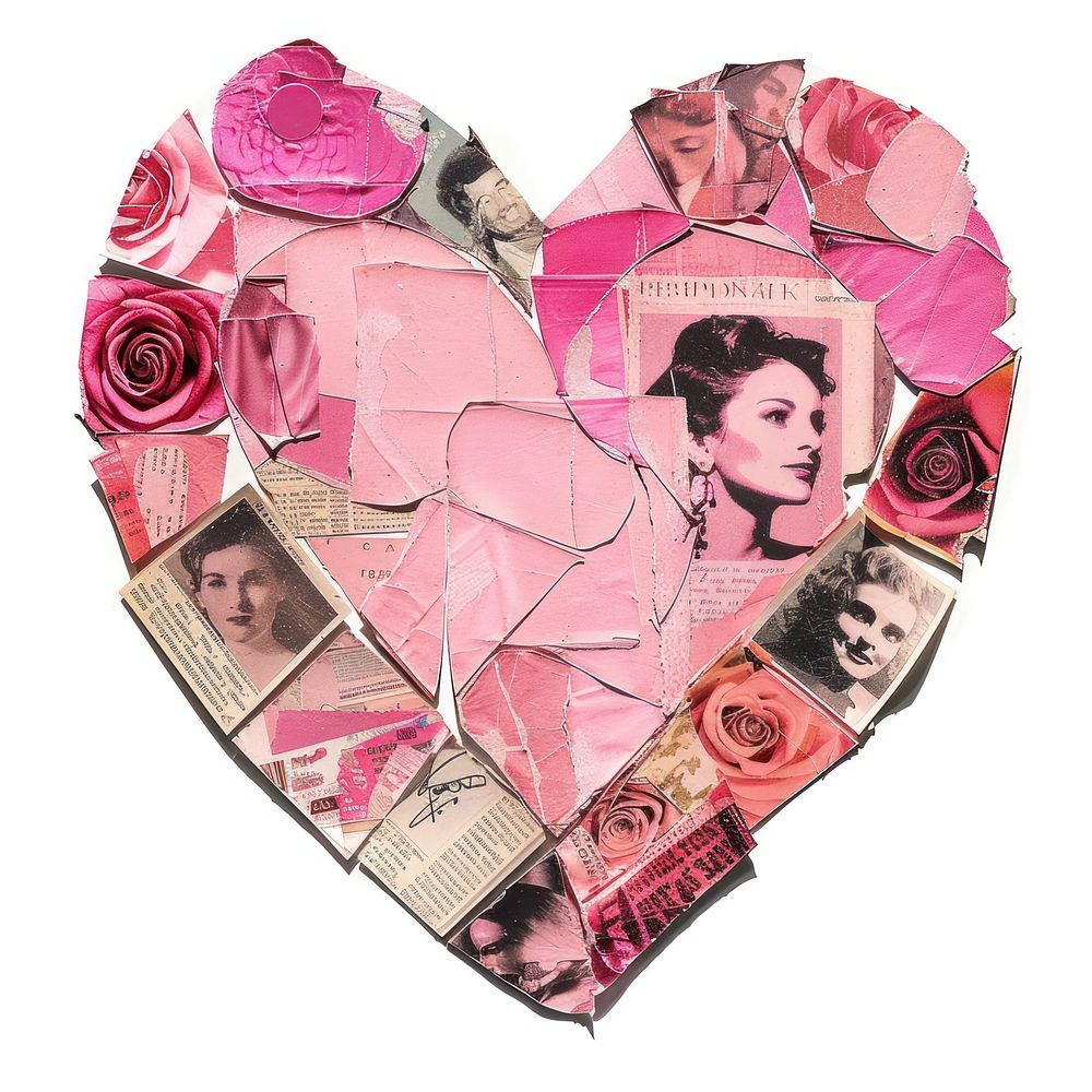 Heart shape collage cutouts magazine | Free Photo Illustration - rawpixel