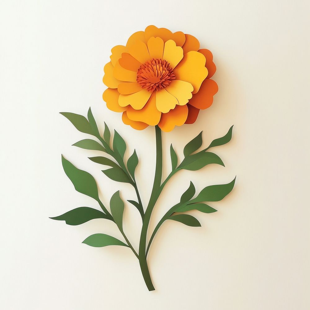 Marigold flower paper craft art. | Free Photo - rawpixel