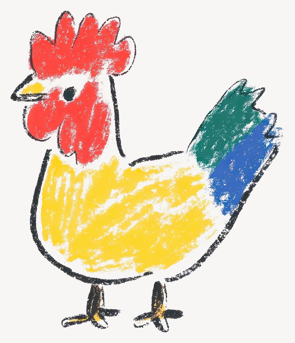 Chicken illustration children's rooster vector | Free Vector - rawpixel